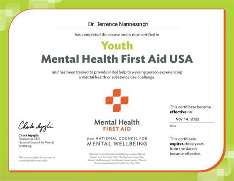 Youth Mental Health First Aid USA Certification Terrence Narinesingh