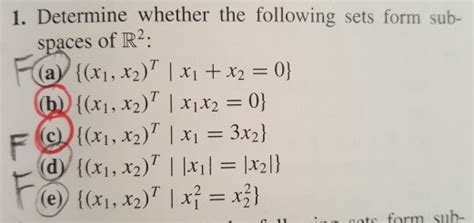 solved 1 determine whether the following sets form sub