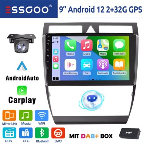 DAB ANDROID 12 Autoradio Carplay GPS Navi RDS WIFI Kamera Für Audi A6