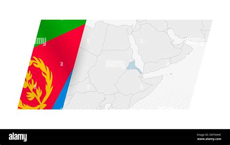 Eritrea Map In Modern Style With Flag Of Eritrea On Left Side Vector