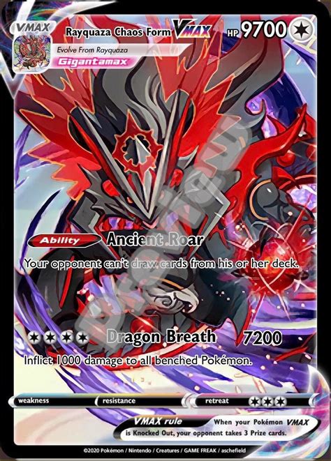 Rayquaza Chaos Form Vmax Pokemon Card Etsy Hong Kong