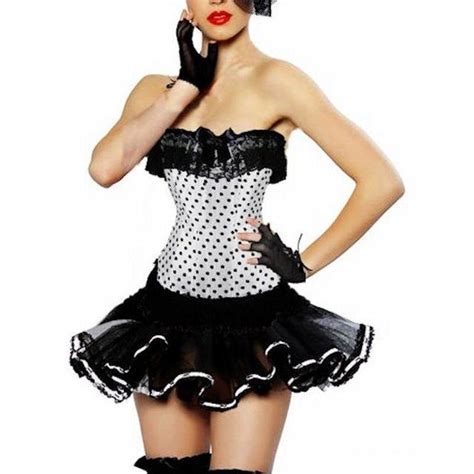 Corset Set Polka Dot Princess White Top And Black Tutu Skirt