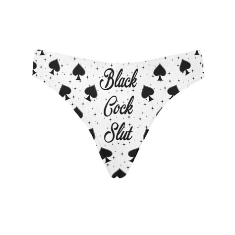 Black Cock Slut Womens White Thong Queen Of Spades Bbc Only Hotwife Thong Panties Hotwife