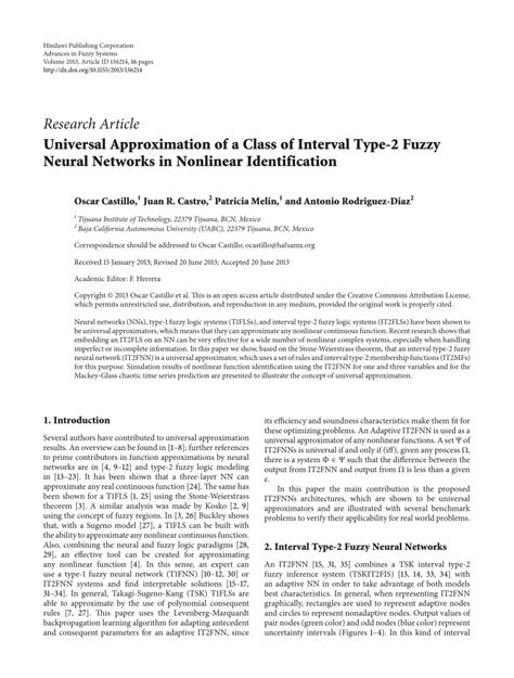 pdf universal approximation of a class of interval type 2 fuzzy neural networks in nonlinear