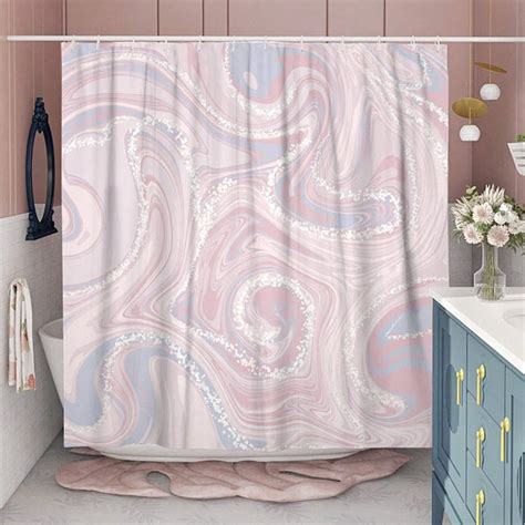 Завеса за баня Mauve Purple Marble Lilac Shower Curtain olele bg