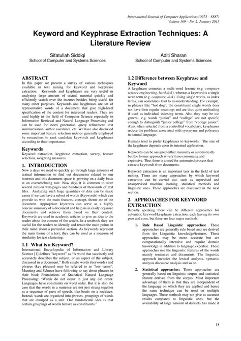 pdf keyword and keyphrase extraction techniques a literature review