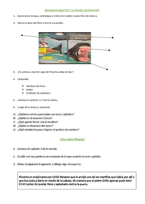 Secuencia DID Pinocho SECUENCIA DIDACTICA LA NOVELA DE PINOCHO 1
