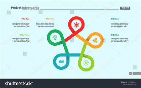 Five Points Process Chart Slide Template Stock Vector Royalty Free
