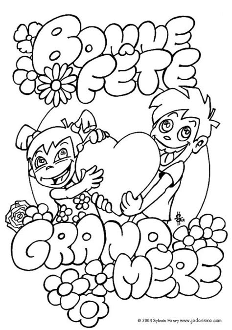 Cartes pour le fête des Grands Mères Coloriage de bonne fête grand mère