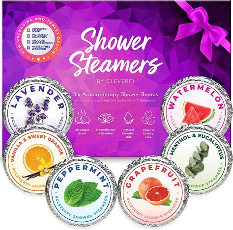 Cleverfy Shower Steamers Aromatherapy Mini Variety Pack Of 6 Shower Bombs With Essential Oils