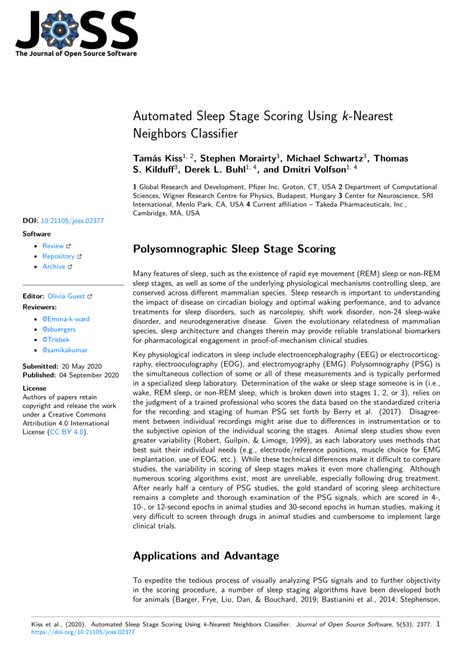 pdf automated sleep stage scoring using k nearest neighbors classifier