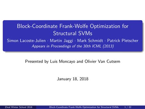 pdf frank wolfe algorithm and support vector machine