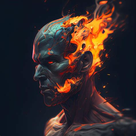 Premium Photo 3d Rendered Illustration Of A Man With Fire In His Head
