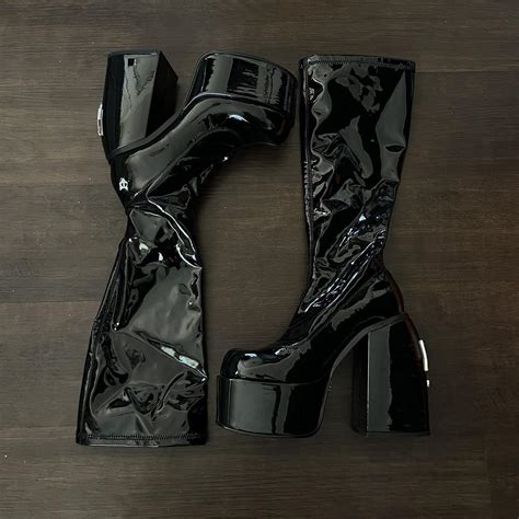 Naked Wolfe Women S Black Boots Depop