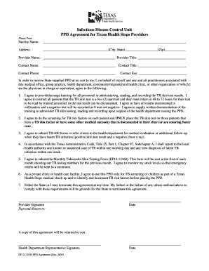 Fillable Online Dshs State Tx PPD Agreement For Texas Health Steps