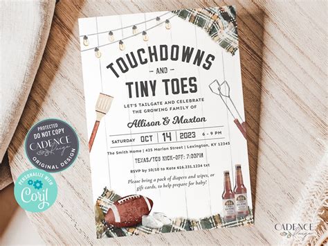 Football Baby Shower Invitation Tailgate Baby Shower Invite Coed Baby