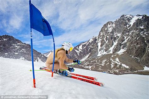 Brave Ski Racers Are Pictured Hurtling Down Snowy Slopes Completely