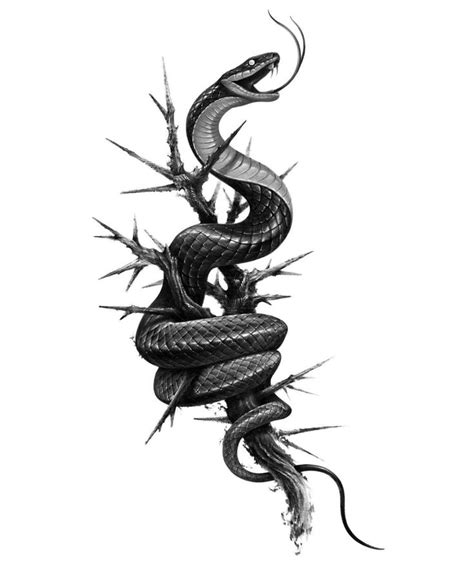 A Black And White Drawing Of A Snake