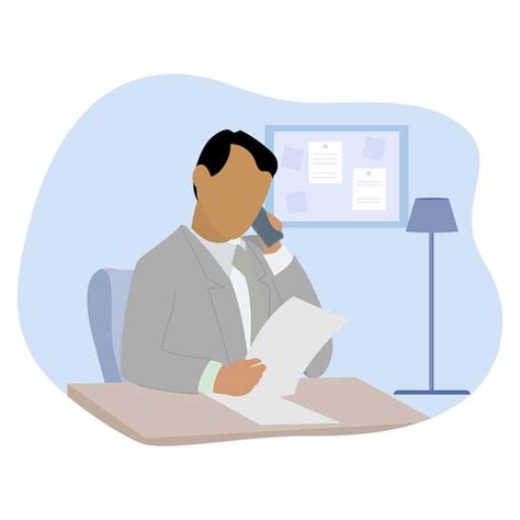 Hombre Ocupado En El Lugar De Trabajo Ilustraci N Vectorial Plana