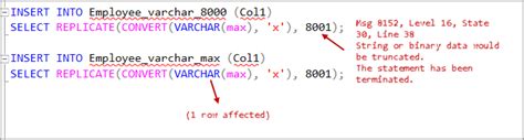 comparing varchar max vs varchar n data types in sql
