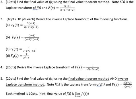solved 2 10pts find the final value of f t using the