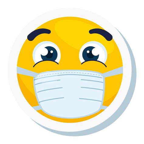 Emoji Wearing Medical Mask Yellow Face Using White Surgical Mask Icon