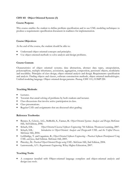 SOLUTION Object Oriented Analysis Design CISY 411 BBIT335 OOAD NOTES
