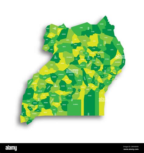 Uganda Political Map Of Administrative Divisions Stock Vector Image