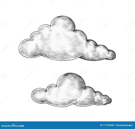 Illustrazione Disegnata A Mano Delle Nuvole Su Bianco Illustrazione Di