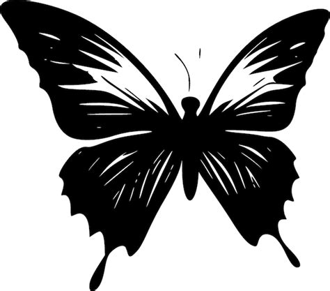 Ilustración vectorial de mariposa en blanco y negro Vector Premium