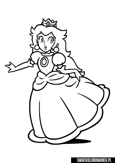 Kolorowanka Mario Ksi Niczka Peach Darmowe Kolorowanki Do Druku