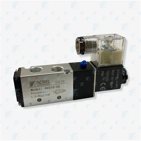 VÁLVULA PNEUMÁTICA SOLENOIDE 5 2 VIAS RETORNO MOLA 1 4 24v Acrel