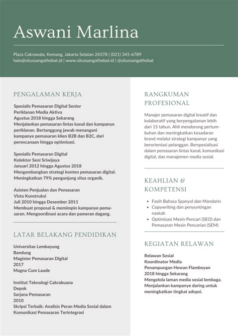 20 Contoh CV Formal Modern Kreatif Dalam Bahasa Indonesia Serta Inggris