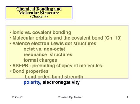PPT Chemical Bonding And Molecular Structure Chapter 9 PowerPoint