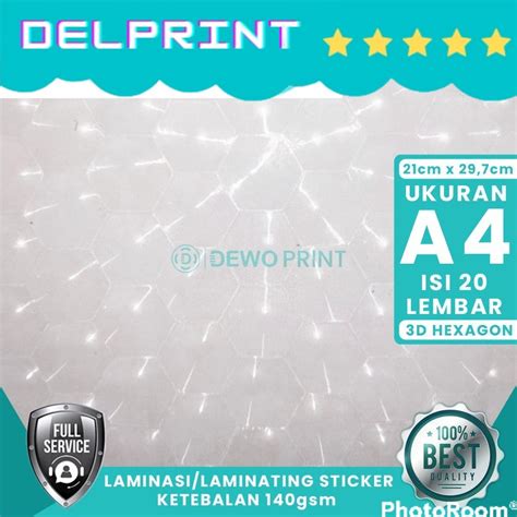 Jual Laminasi Laminating Sticker Motif 3D 3Dimensi Hexagonal Ukuran A4