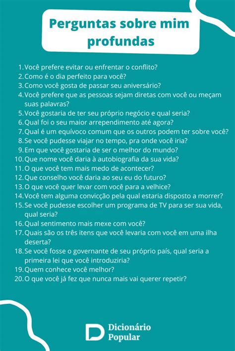 100 Perguntas Sobre Mim Criativas Para Compartilhar DPopular
