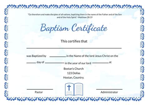 Simple Baptism Certificate Template Word Free Birth Certificate
