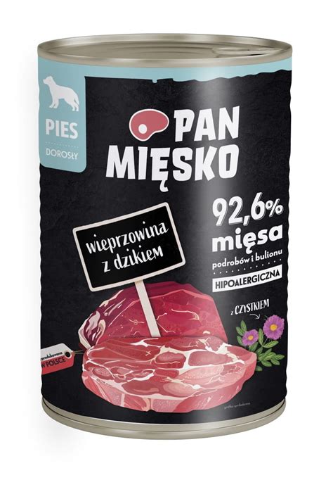 Pan Mięsko Karma Mokra Dla Psa Wieprzowina Z Dzikiem 400G PAN MIĘSKO
