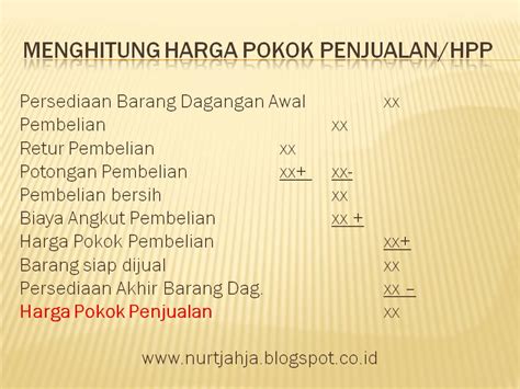 Detail Cara Menghitung Harga Pokok Penjualan Contoh Harga Pokok