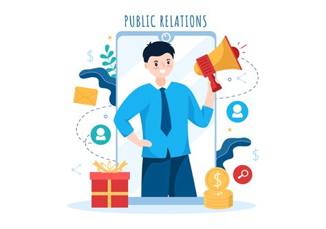 Public Relations Template Hand Drawn Cartoon Flat Illustration With
