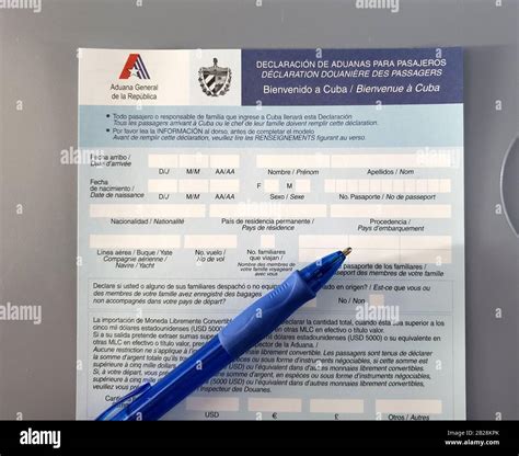 Cuba Visa Declaration Form This Form Should Be Completed By Any