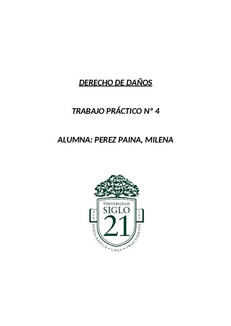 Da Os Tp Da Os Tp Derecho De Da Os Trabajo Pr Ctico N Alumna