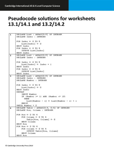 pseudocode solutions for worksheets 13 1 14 1 and 13 2 14 2 © cambridge university press 2019