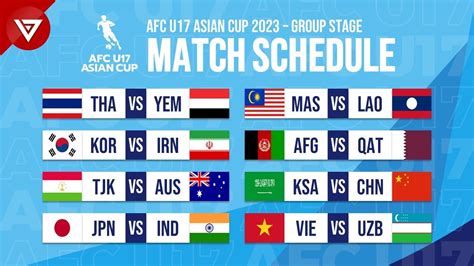 Match Schedule Afc U Asian Cup Group Stage Youtube