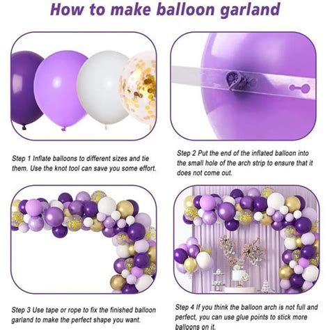 Euro Mega Arche Ballon Violet Or 128 Pièces Violet Ballon Guirlande