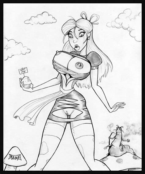 Rule 34 Alice In Wonderland Alice Liddell Monochrome Mushroom Nipples Tagme The Caterpillar