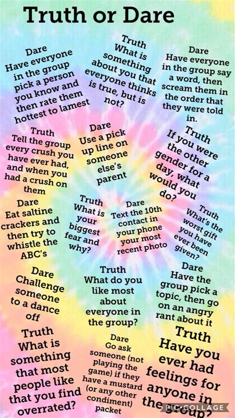 A Poster With The Words Truth Or Dare Written In Different Colors And