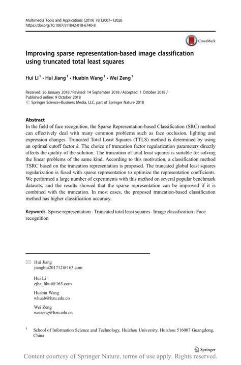 improving sparse representation based image classification using truncated total least squares
