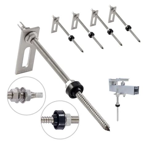 NUASOL LOT DE 4 vis à double filetage avec tôle d adaptation M10 x 250