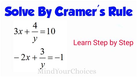 cramer s rule 2×2 linear system how to solve a system of equations using cramer s rule